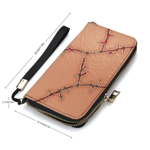 Stitched Human Skin Leather Wallet - Zippered - V1 - ALTstyled